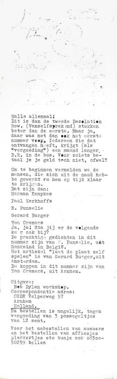 Fanzine Bob Dylan Desolation Row