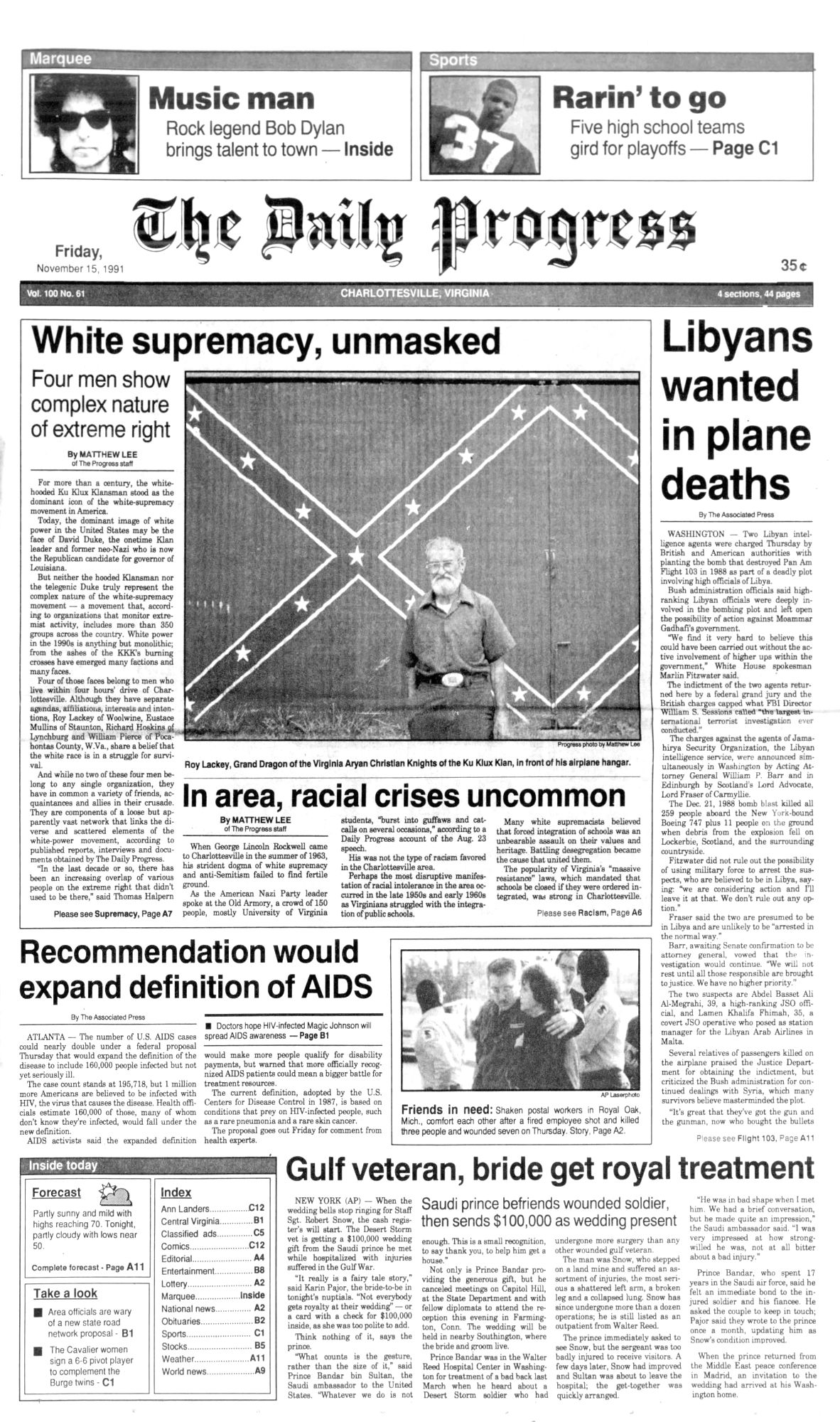 Daily Progress, VI Bob Dylan front cover