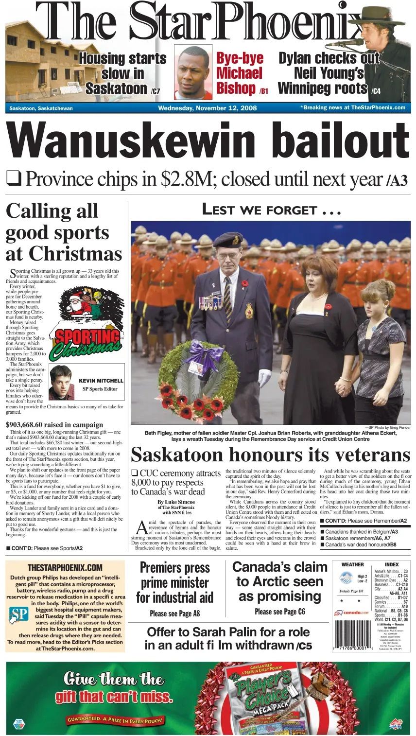 The Star Phoenix Bob Dylan front cover