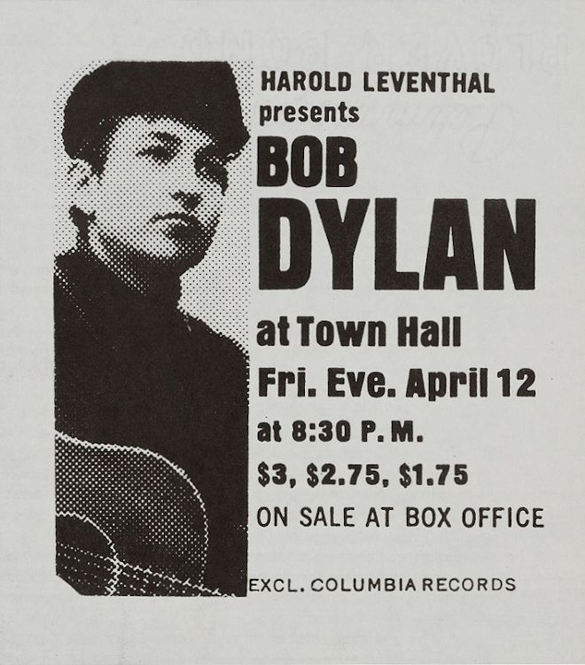 Bob Dylan 1963 Town Hall Concert Programme Bob Dylan 1963 Town Hall Concert Programme