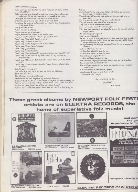 Bob Dylan 1963 Newport Festival Programme Bob Dylan 1963 Newport Festival Programme