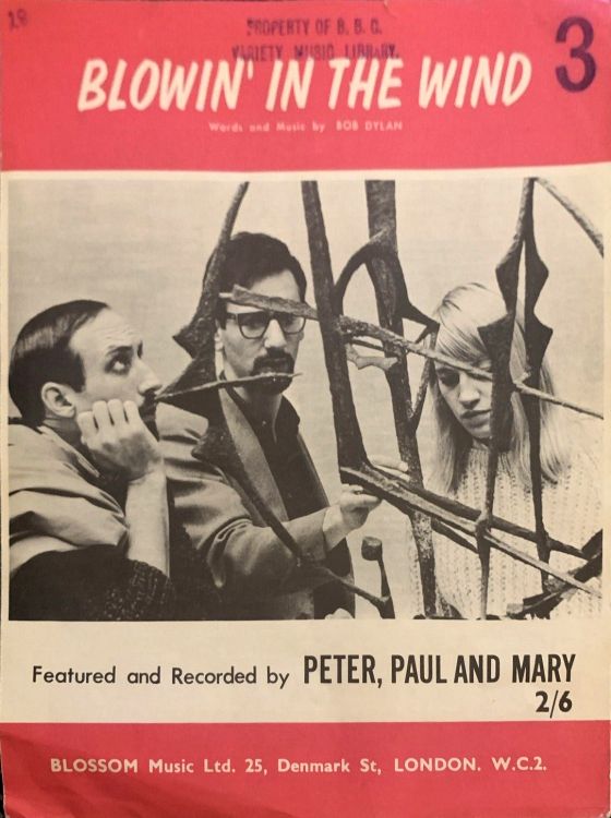 Bob Dylan Sheet Music Blowin' In The Wind